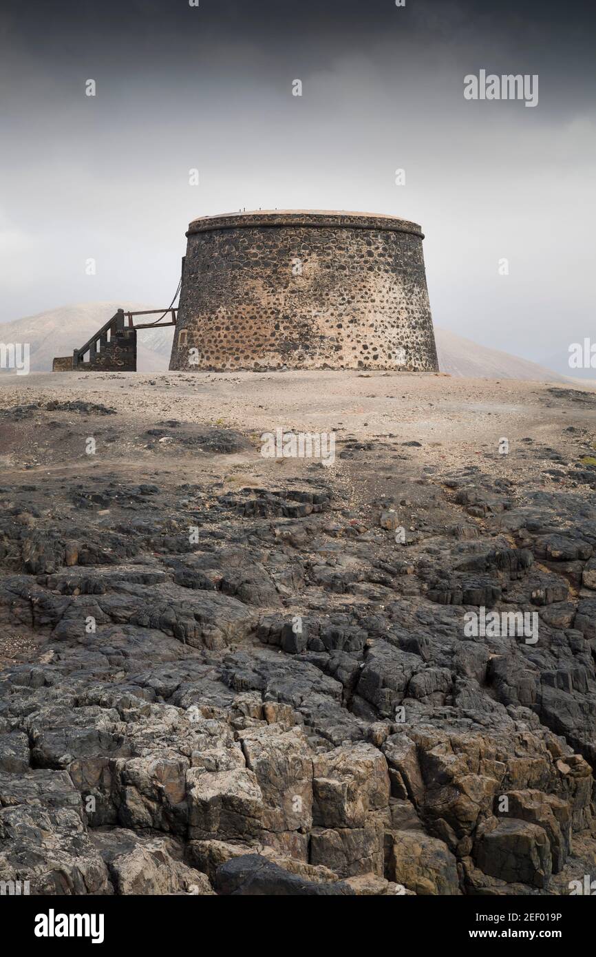 El Toston Castle built on volcanic rock at El Cotillo, Fuerteventura ...
