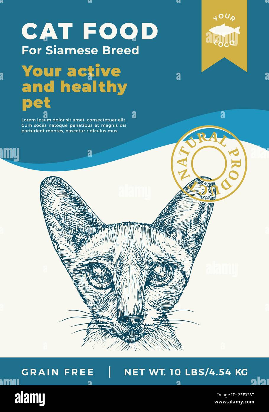 Cat Food Label Template. Abstract Vector Packaging Design Layout ...
