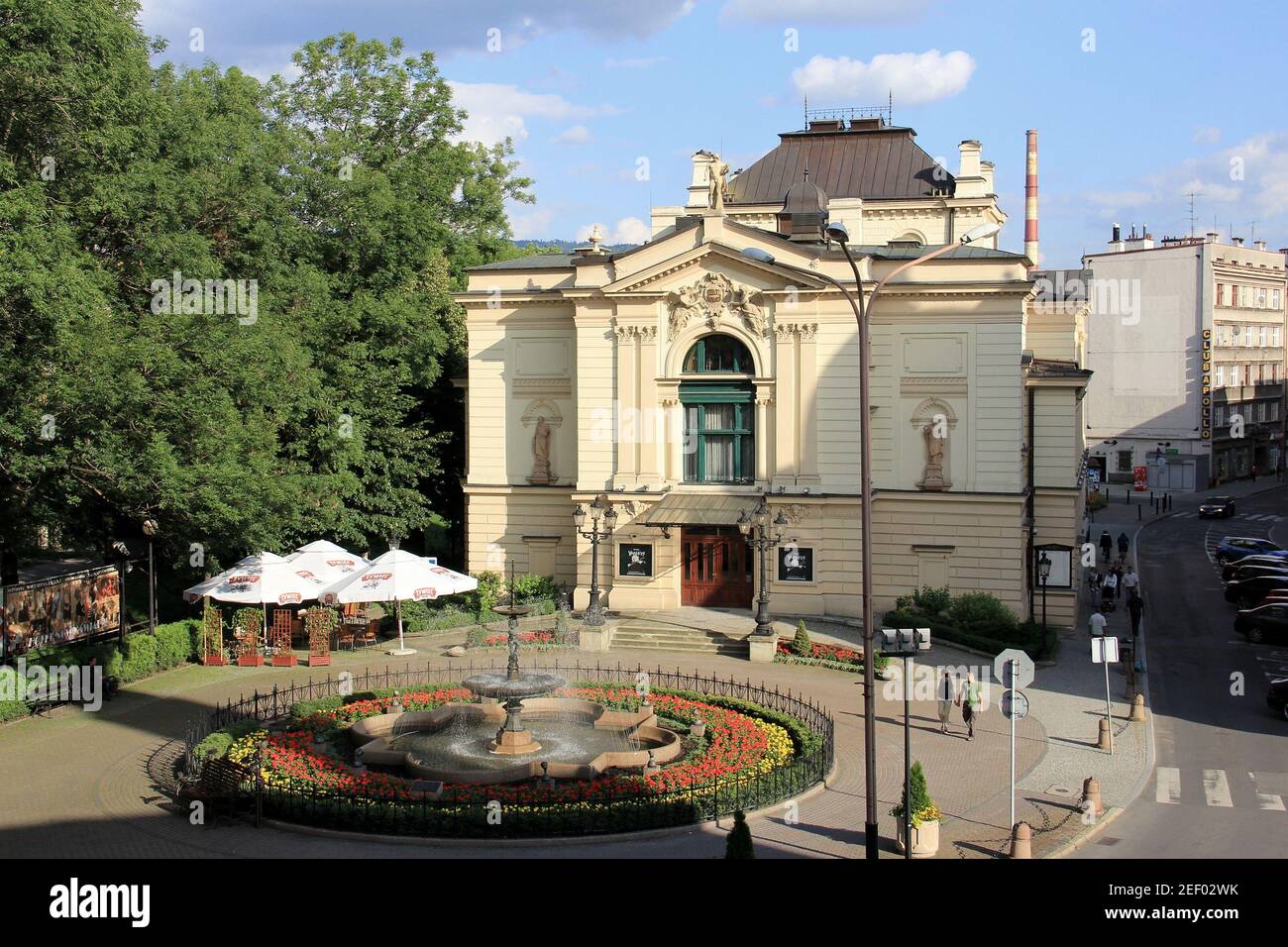 Polish Theatre in Bielsko-Biala, built in 1890, view from the Castle ...