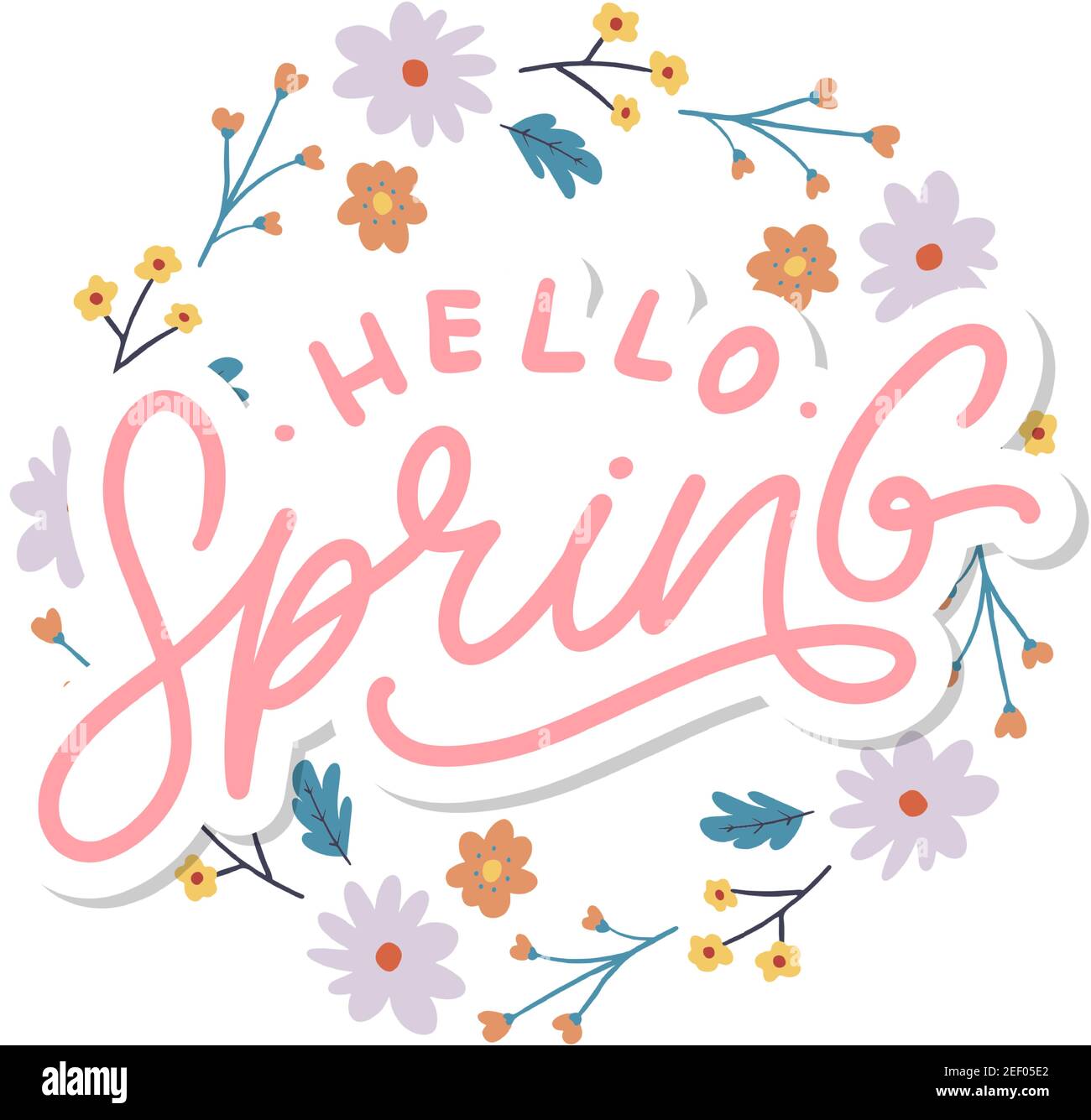 Hello Spring Flowers Text Background Stock Vector Image & Art - Alamy