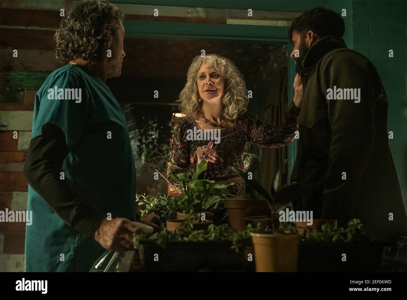AMERICAN GODS, from left: Ian McShane, Blythe Danner, Ricky Whittle ...