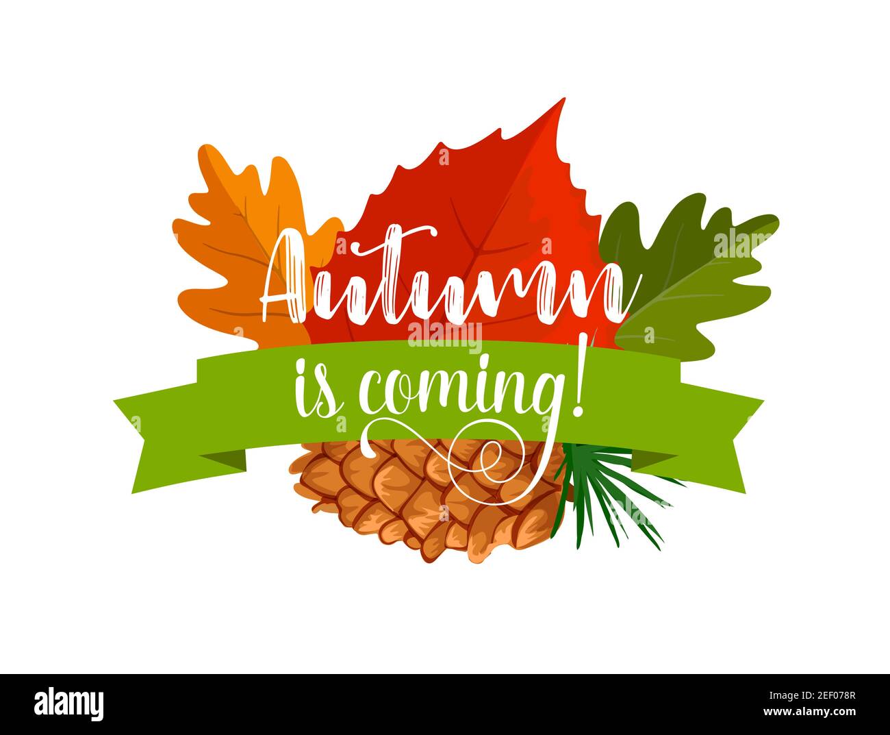 Autumn leaf badge of autumnal forest nature. Fallen leaves of maple ...