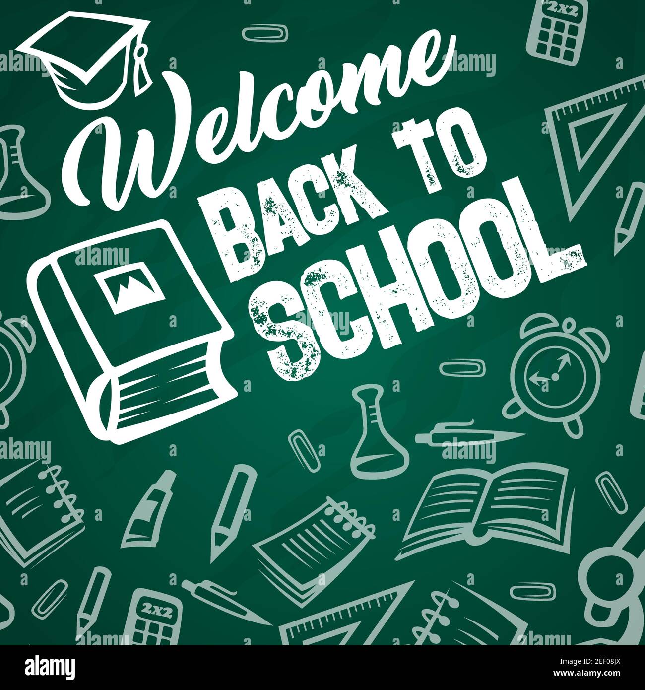 Welcome Back to School poster with supplies and stationery pattern on ...