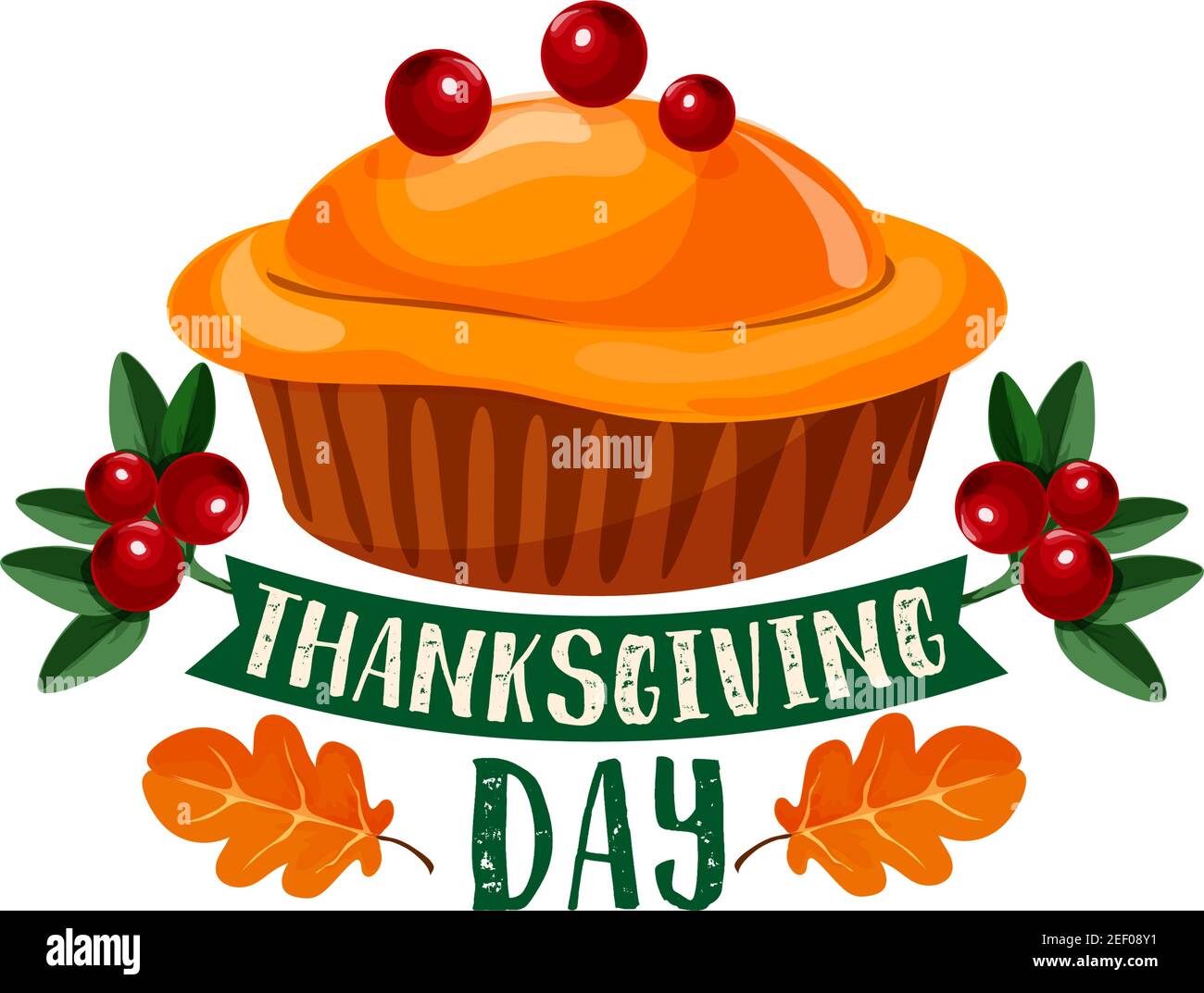 Thanksgiving Day traditional dinner pie symbol. Autumn harvest holiday ...