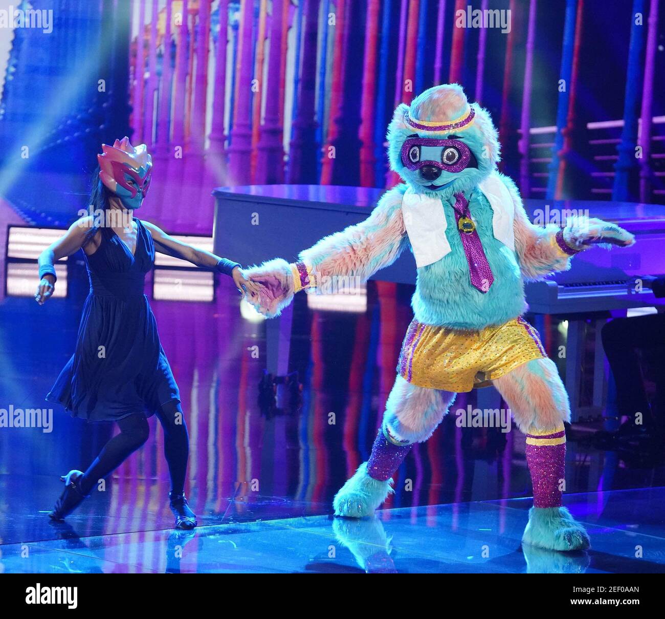 THE MASKED DANCER, Sloth (right), Super Six', (Season 1, ep. 105, aired ...