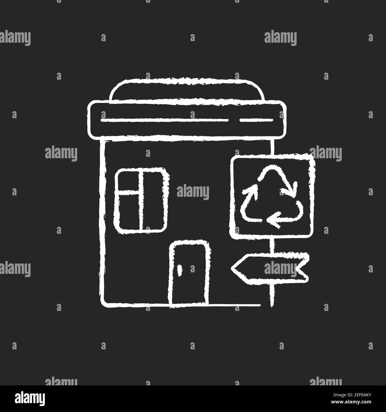 Recycling collection center chalk white icon on black background Stock ...