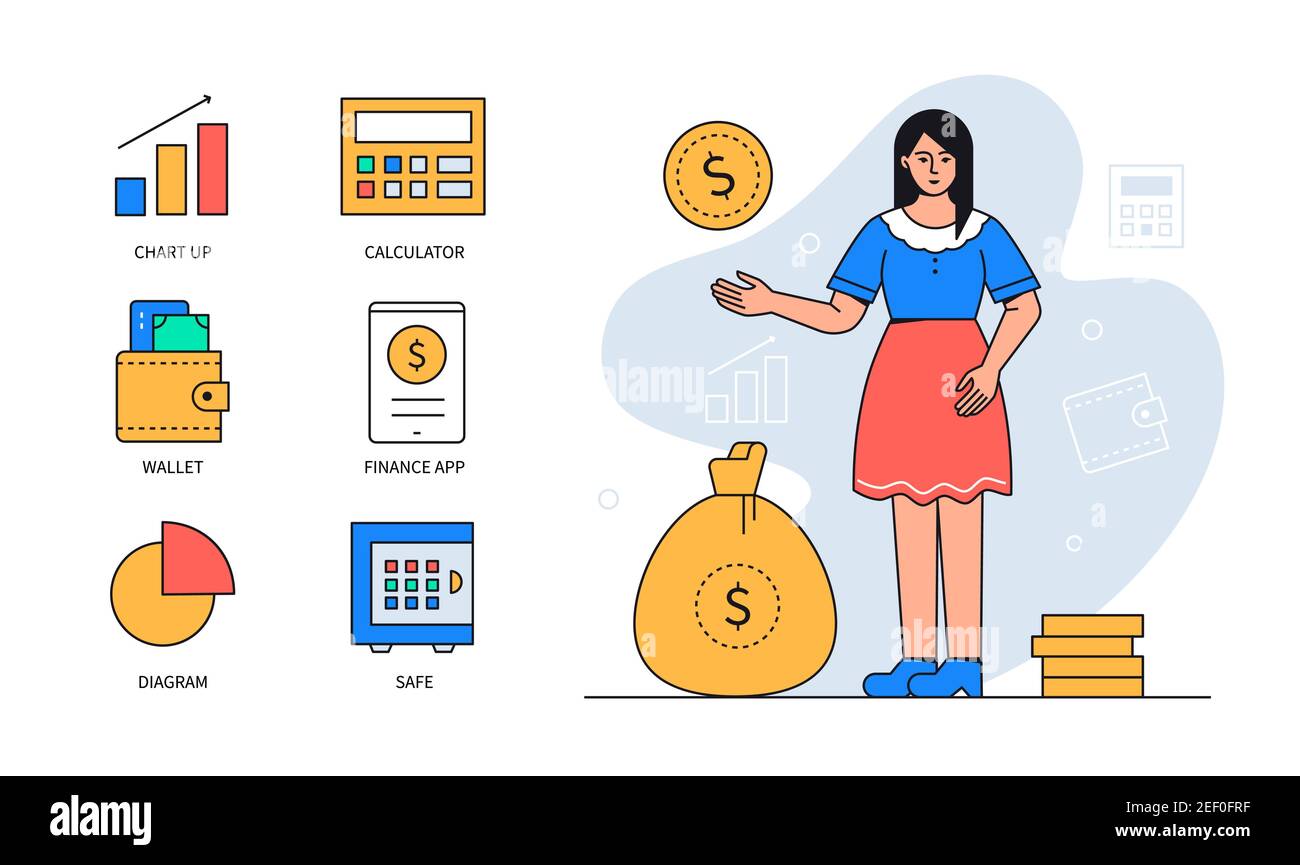 Financial advisor - colorful flat design style poster with thematic ...