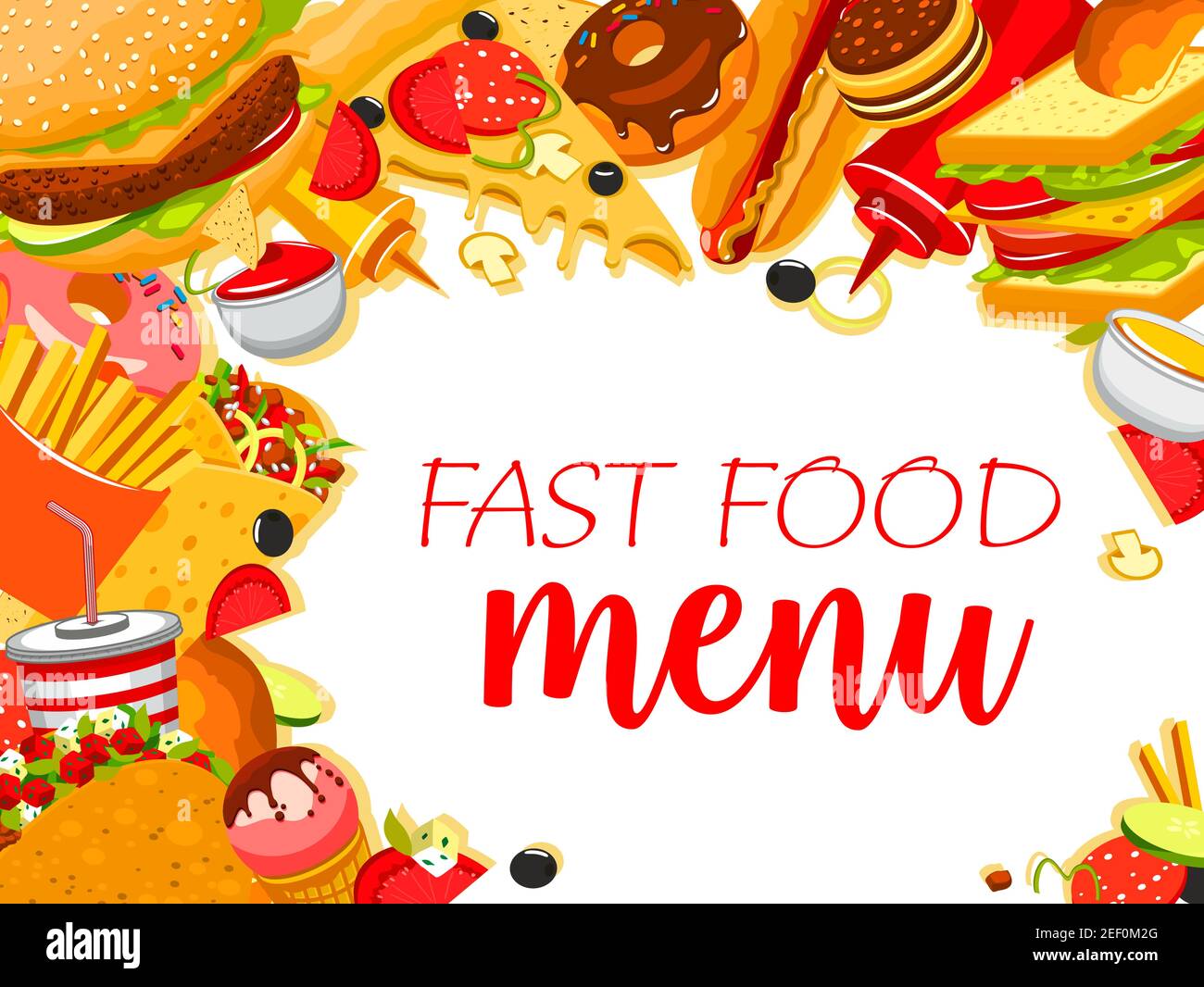 Fast food meals and snacks menu design template for fastfood restaurant ...