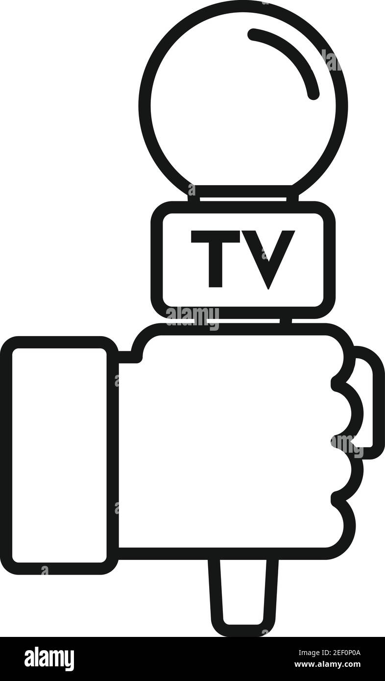 Tv reporter microphone icon, outline style Stock Vector Image & Art - Alamy