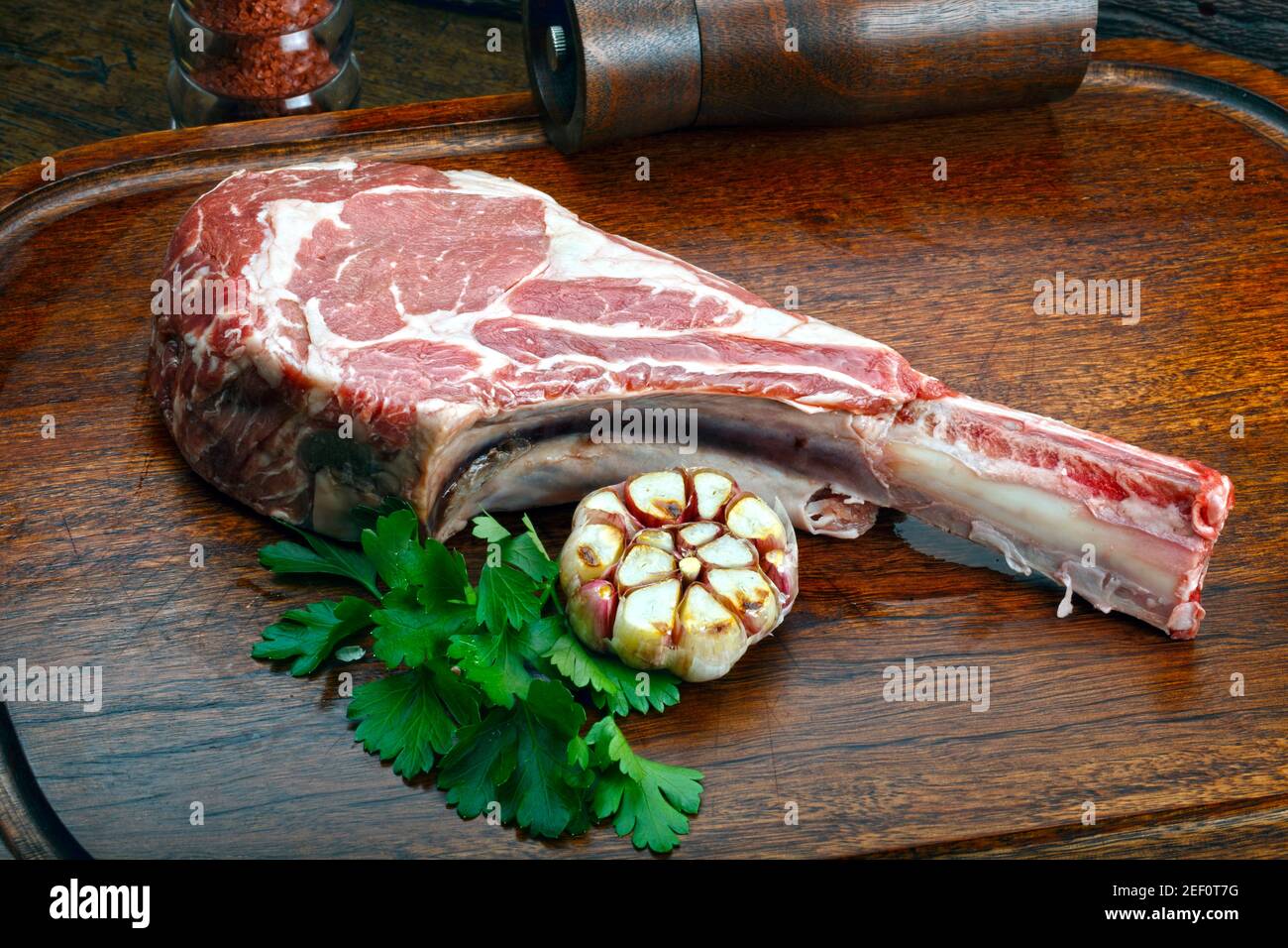 Tomahawk raw steak Stock Photo - Alamy