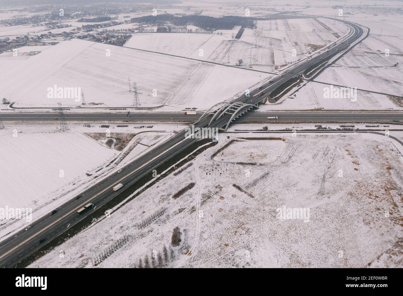 Lanes of trucks in the snow hi-res stock photography and images - Alamy