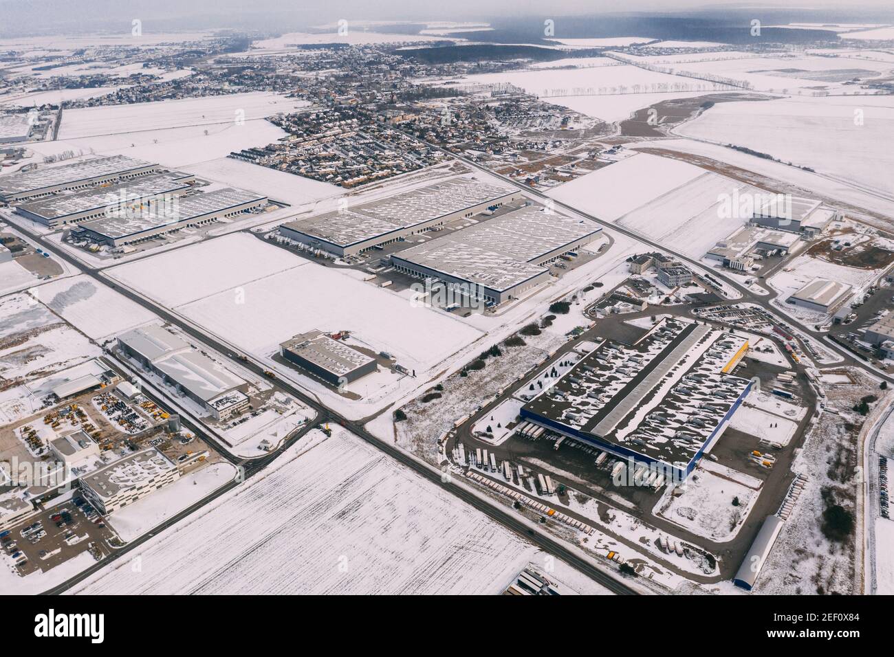 Aerial view of the distribution center, drone photography of the ...