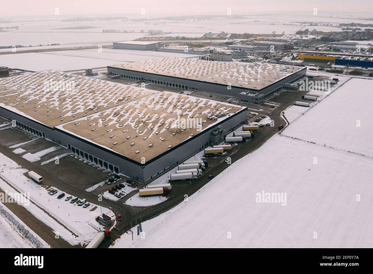 Aerial view of the distribution center, drone photography of the ...