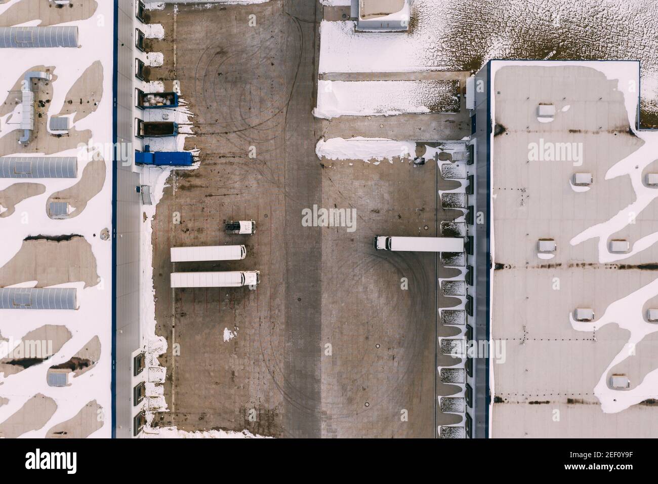 Aerial view of the distribution center, drone photography of the ...
