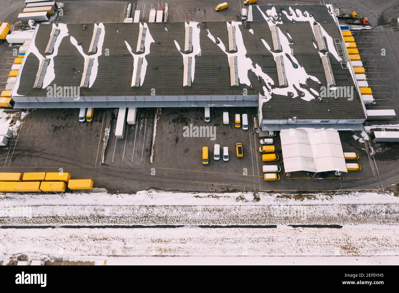 Aerial view of the distribution center, drone photography of the ...