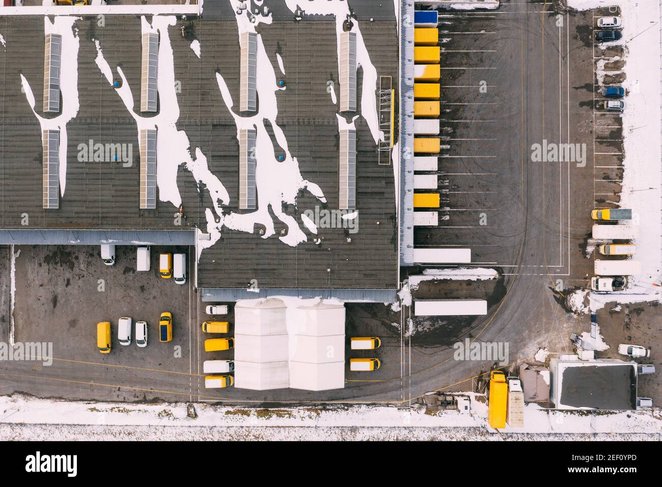 Aerial view of the distribution center, drone photography of the ...