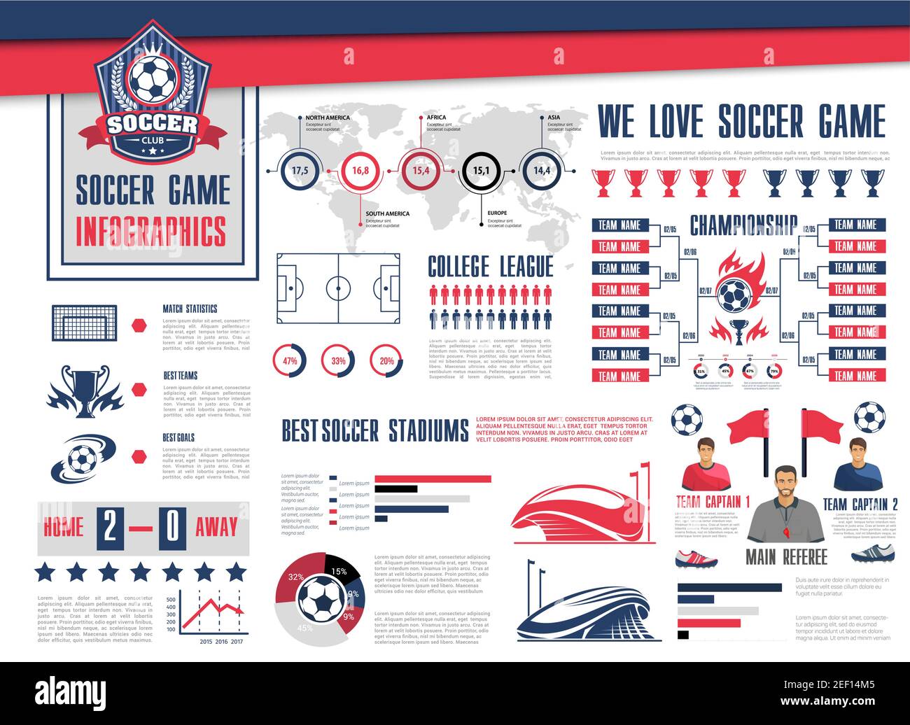 Soccer or football sport game infographic. Football championship ...
