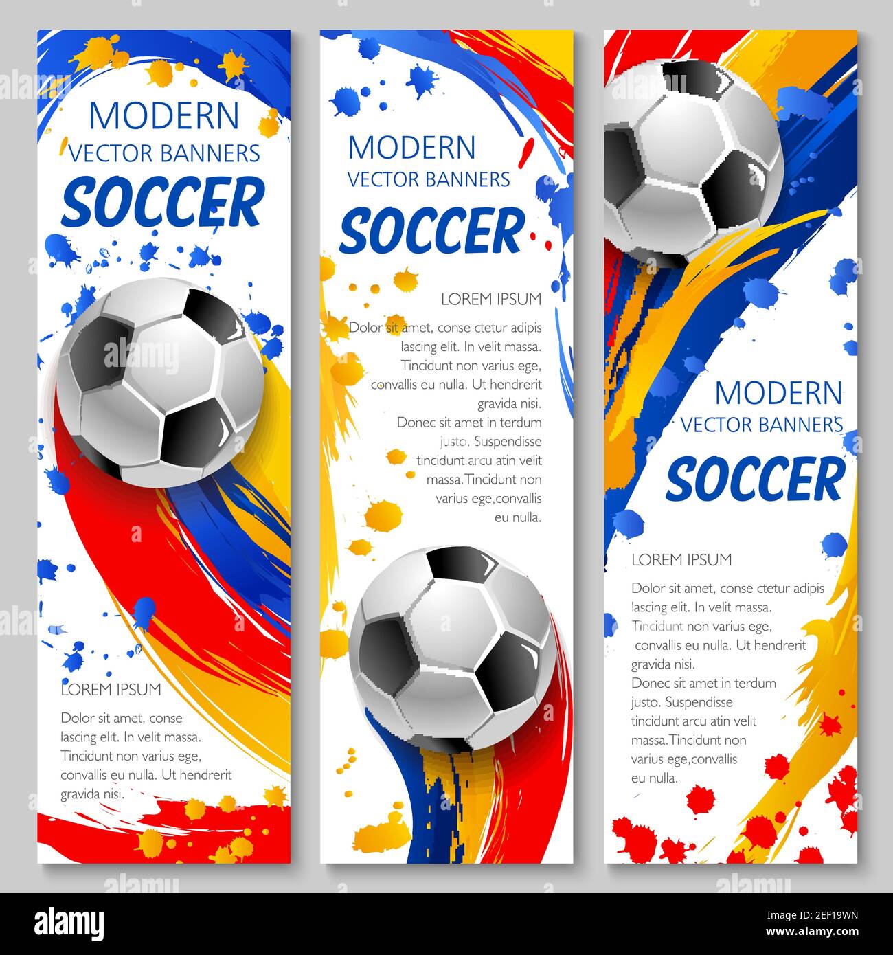 Soccer ball sporting banner for football sport game competition event ...