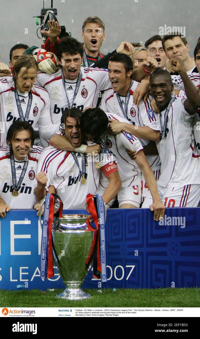 Ac milan celebrate trophy champions league final athens olympic stadium ...