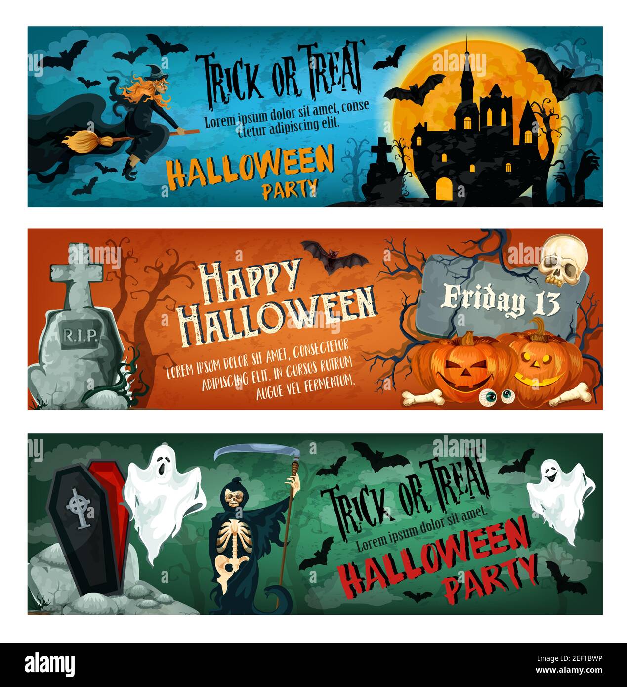 Halloween party banner for october holiday celebration invitation ...
