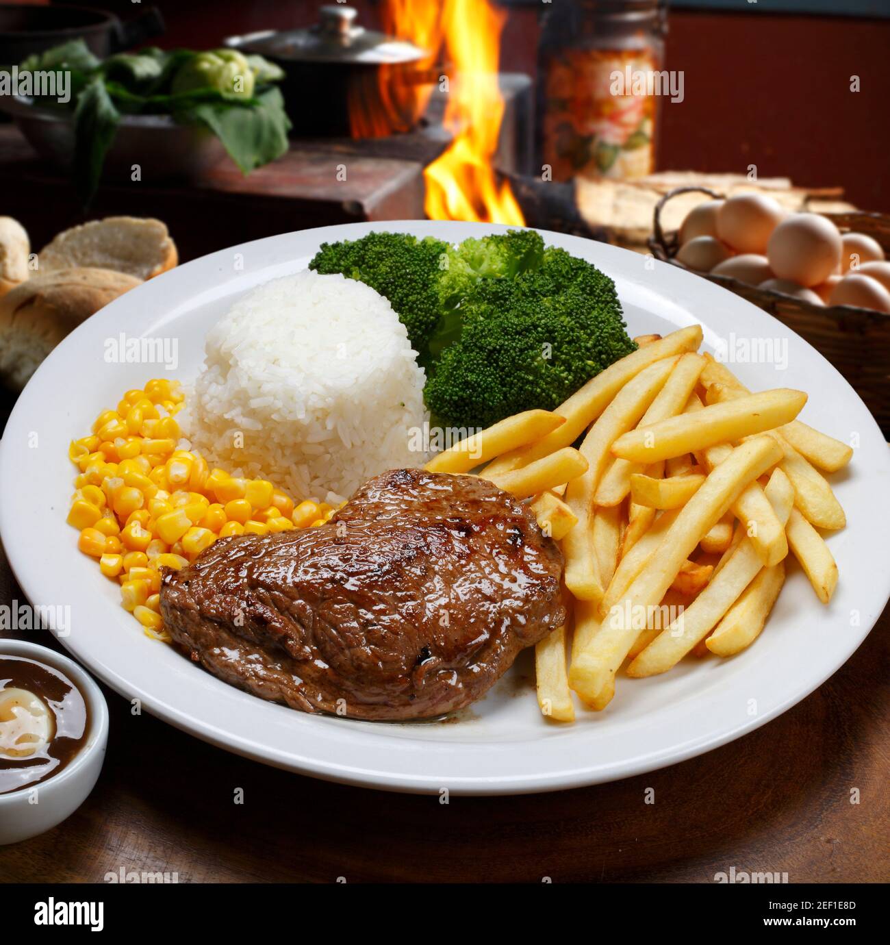 Rice with potatoes and meat Stock Photo - Alamy