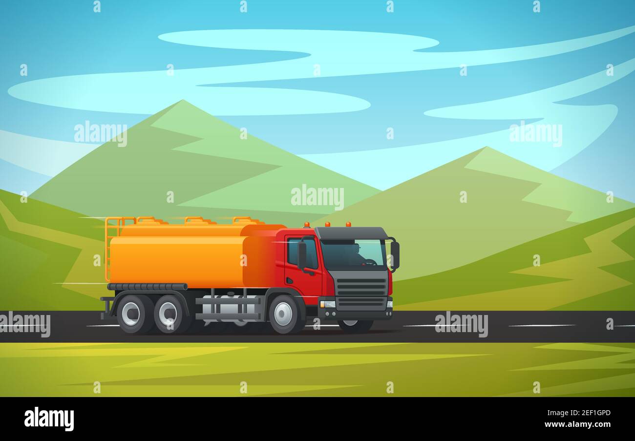 Tank truck or cistern trailer and tanker trailer transporting water ...