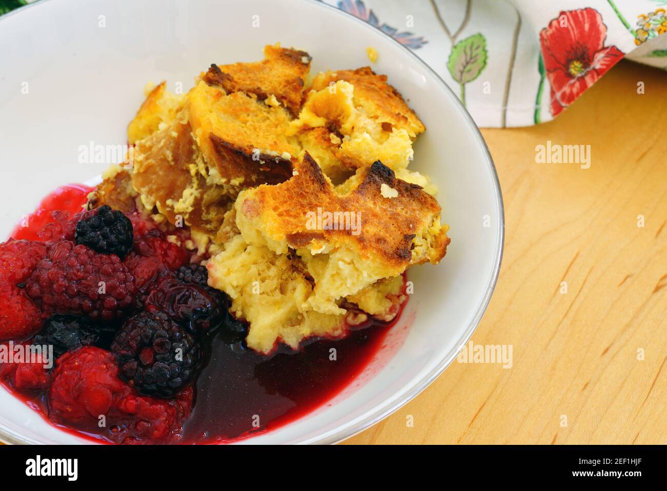 Dish of challah bread pudding Stock Photo - Alamy
