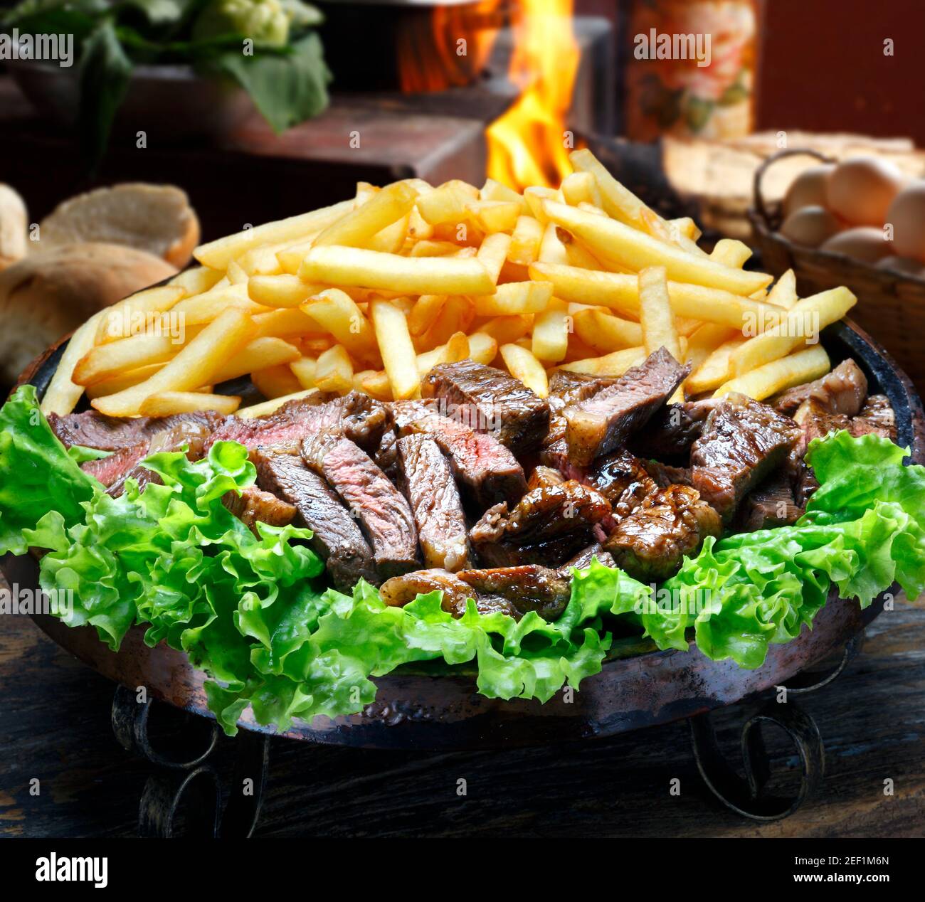 fries with Brazilian picanha Stock Photo - Alamy