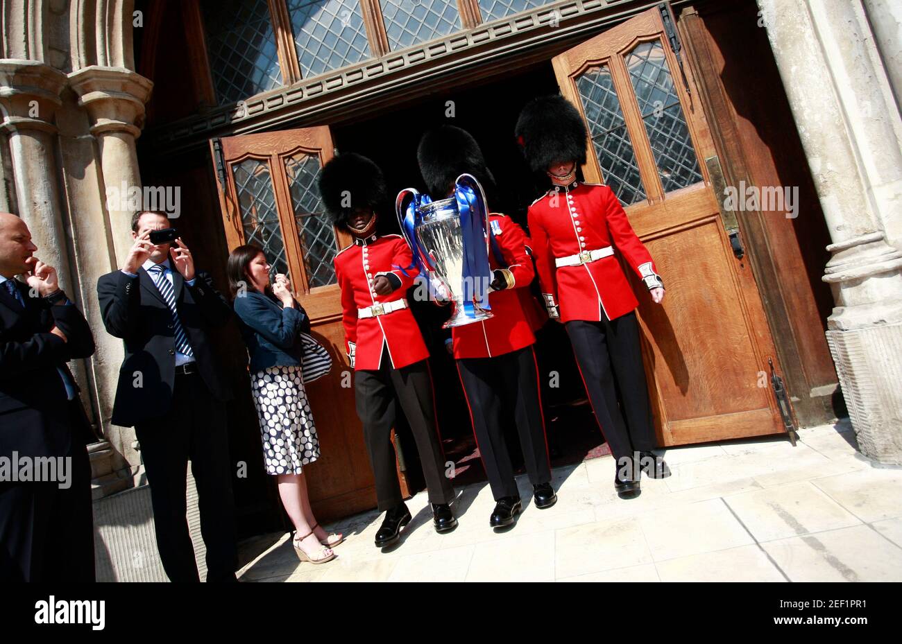 Soccer uefa champions league trophy handover guildhall hi-res stock ...
