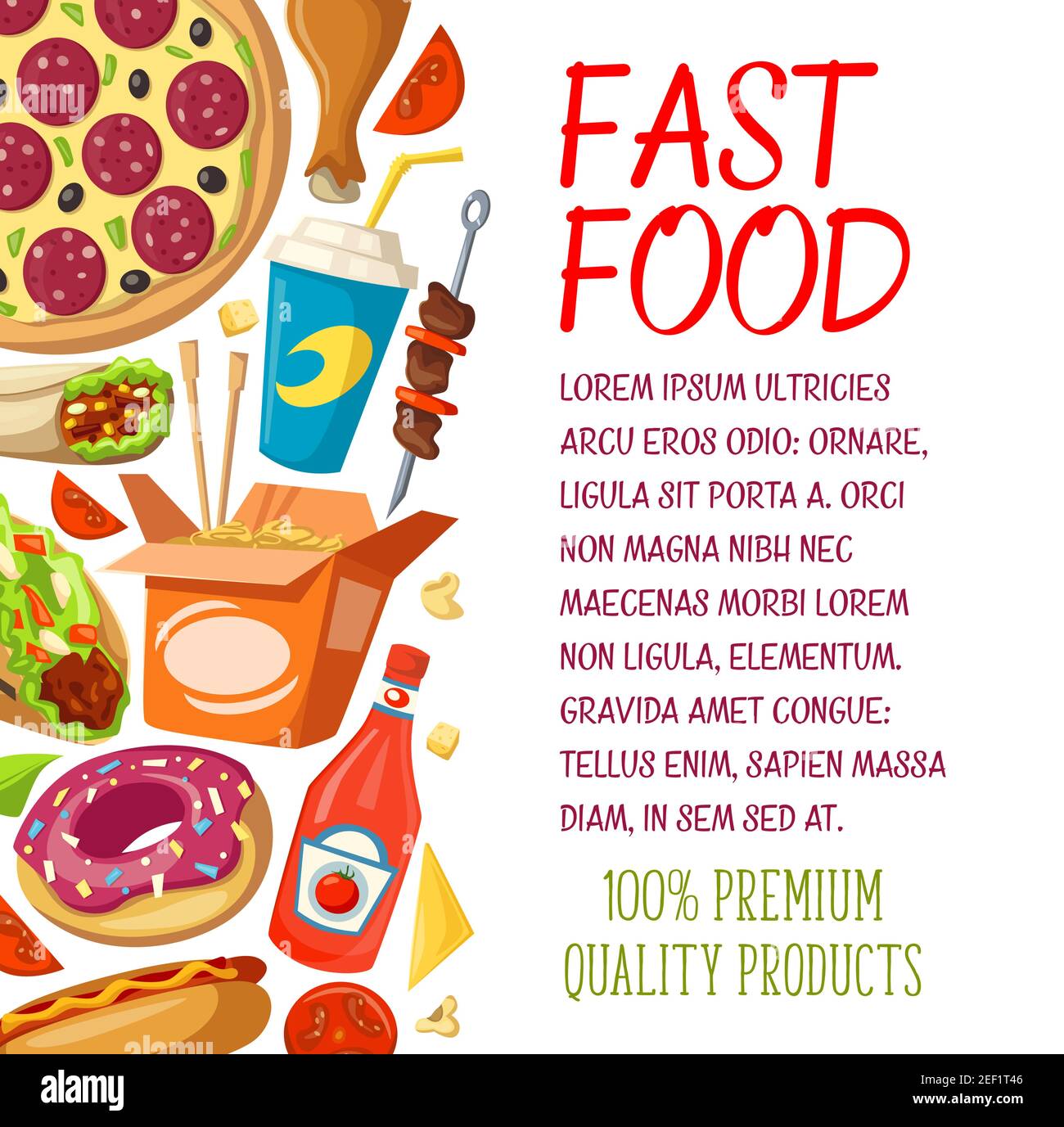 Fast food poster for fastfood restaurant or bistro menu template ...
