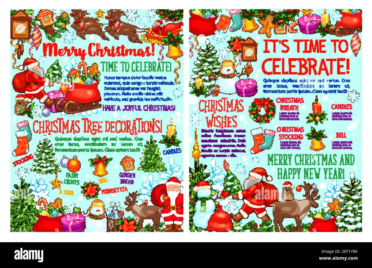 Merry Christmas greeting card sketch design for happy winter holiday ...