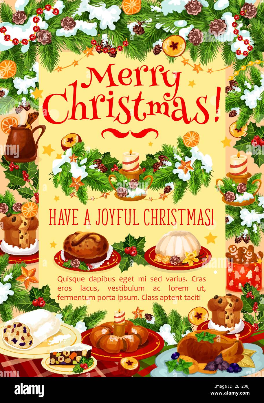 Cartoon illustration christmas cake pudding hi-res stock photography ...