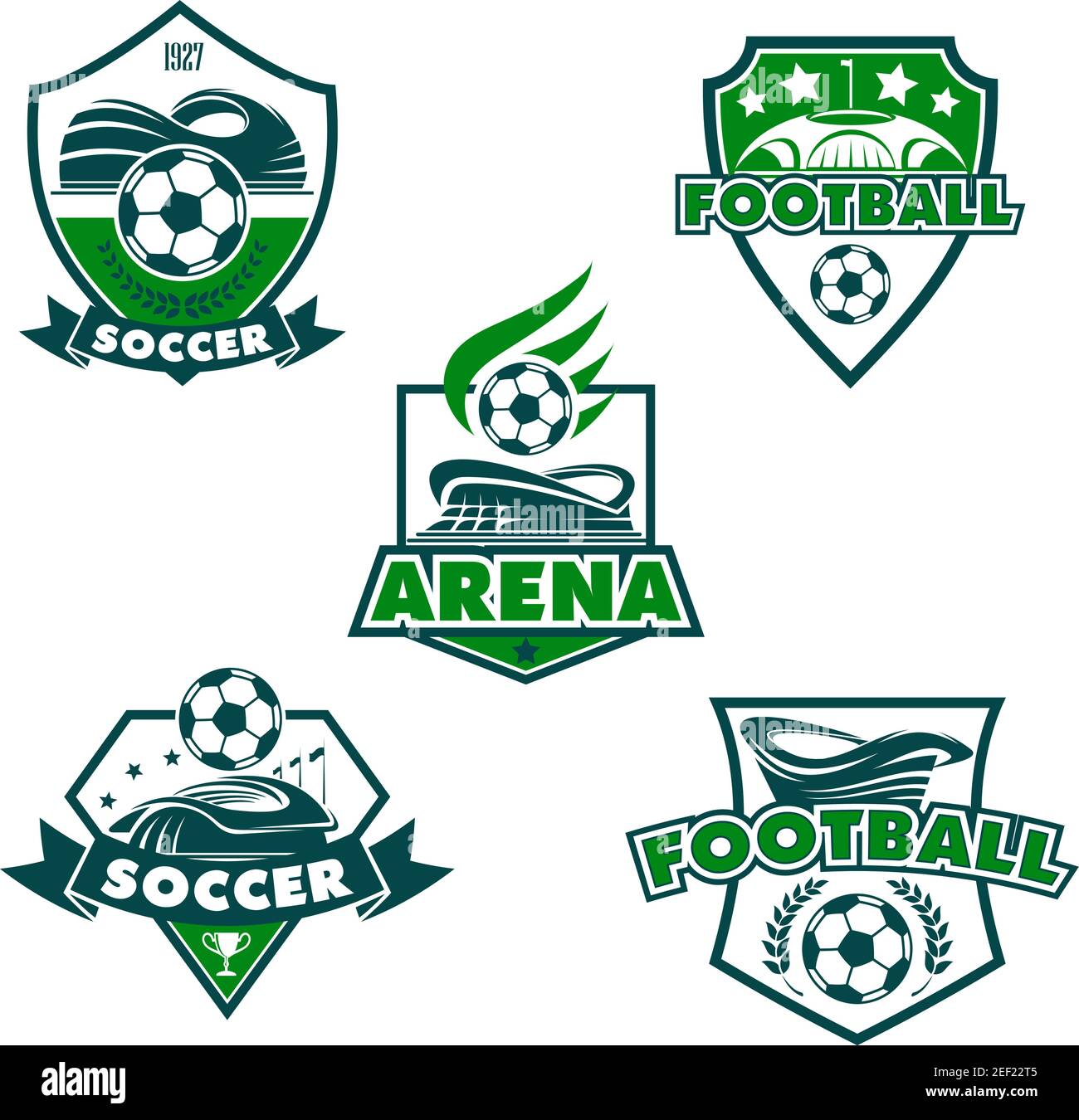 Soccer club or football college league team icons templates. Vector ...