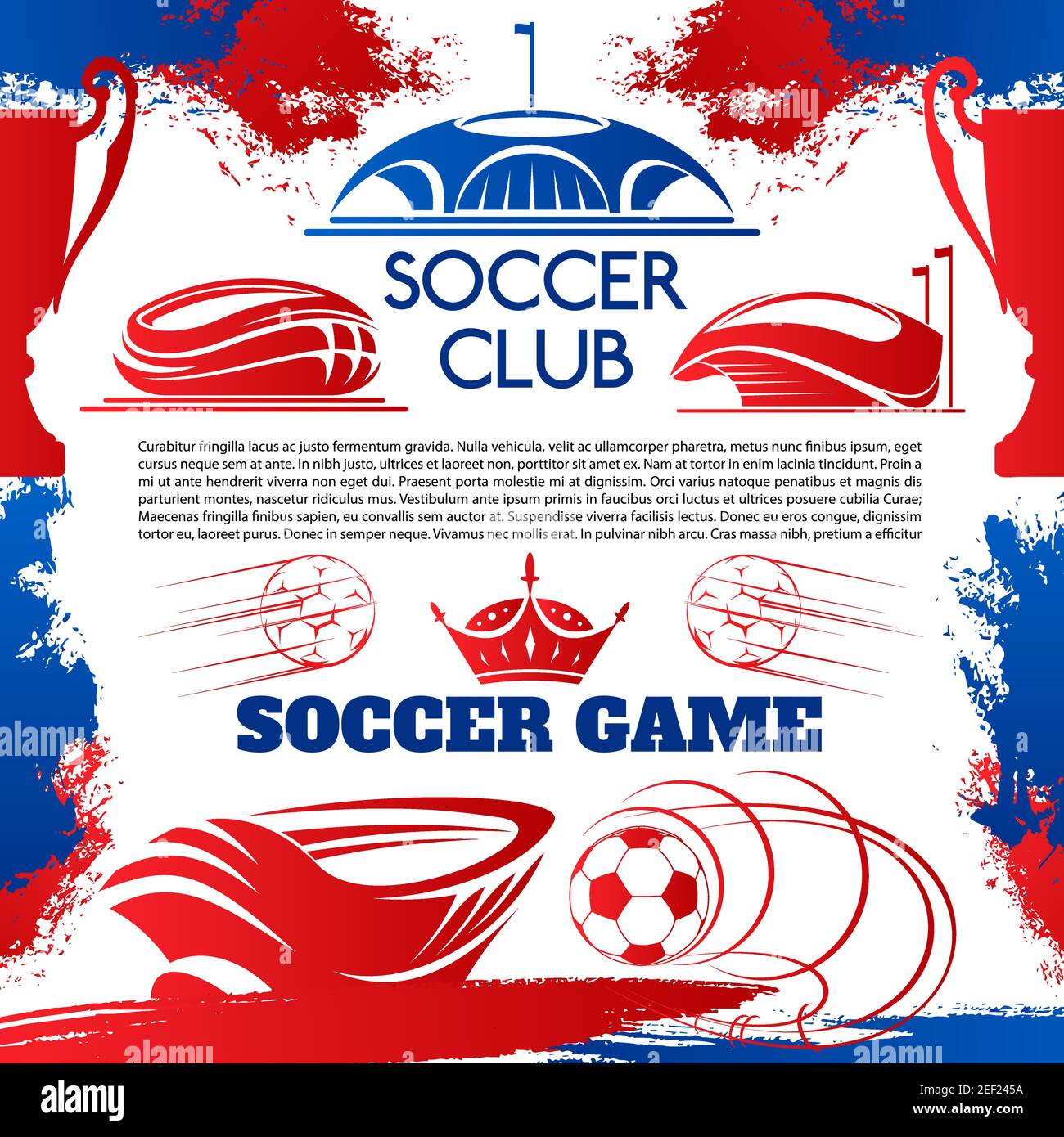 Soccer sport club poster with football stadium. Sport arena for ...