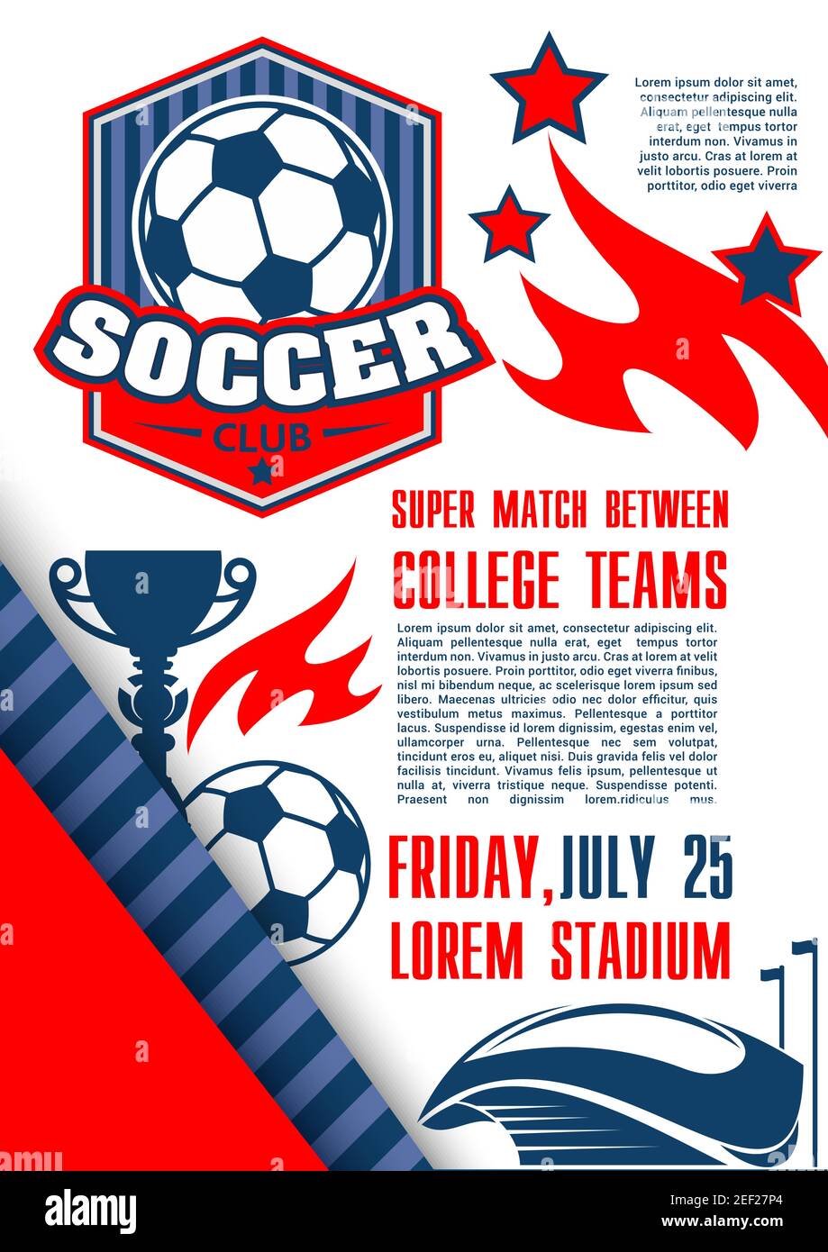Soccer college team poster design template for football match of ...
