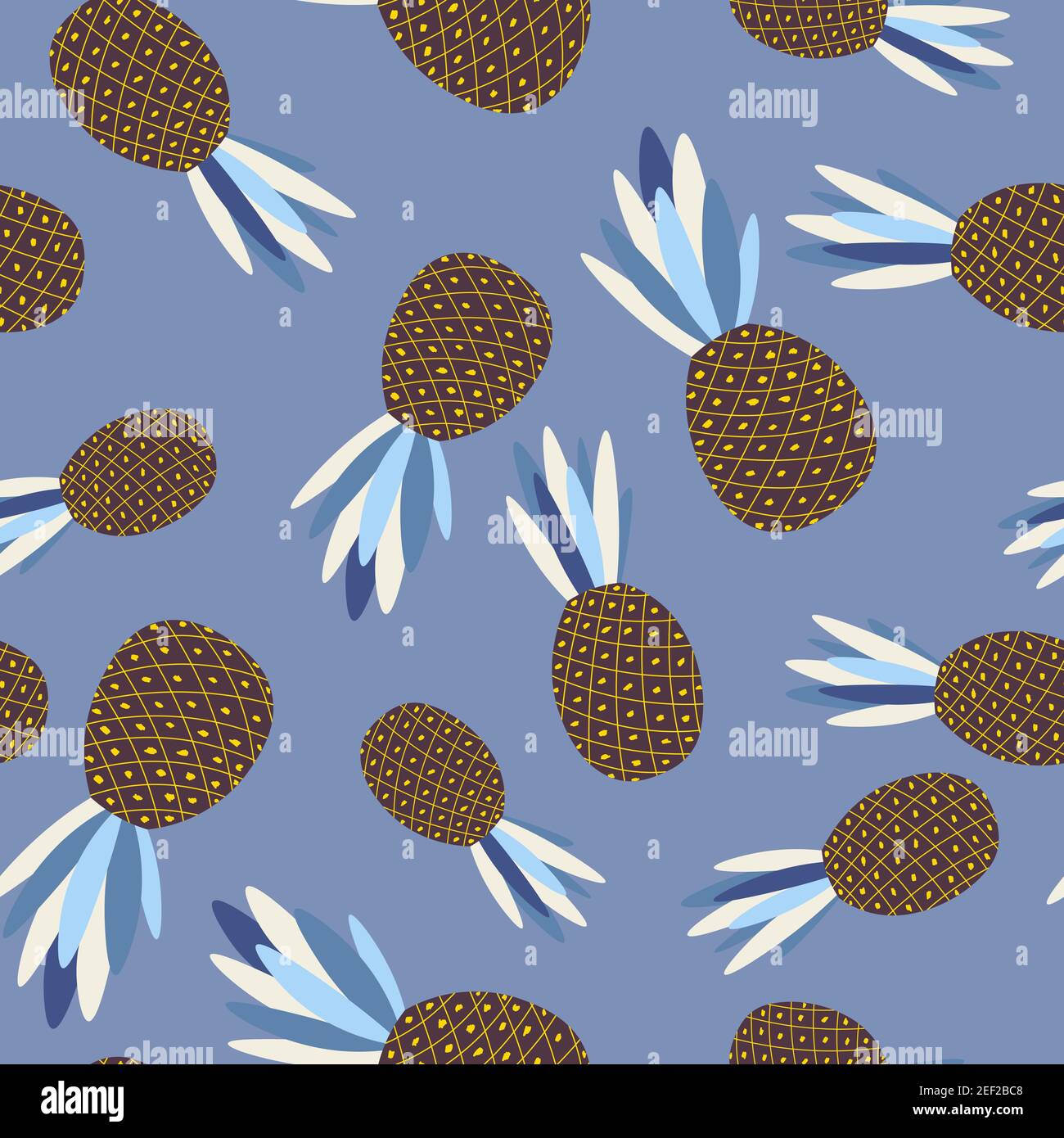 Seamless pattern with pineapple. Cartoon tropical colorful fruits on ...
