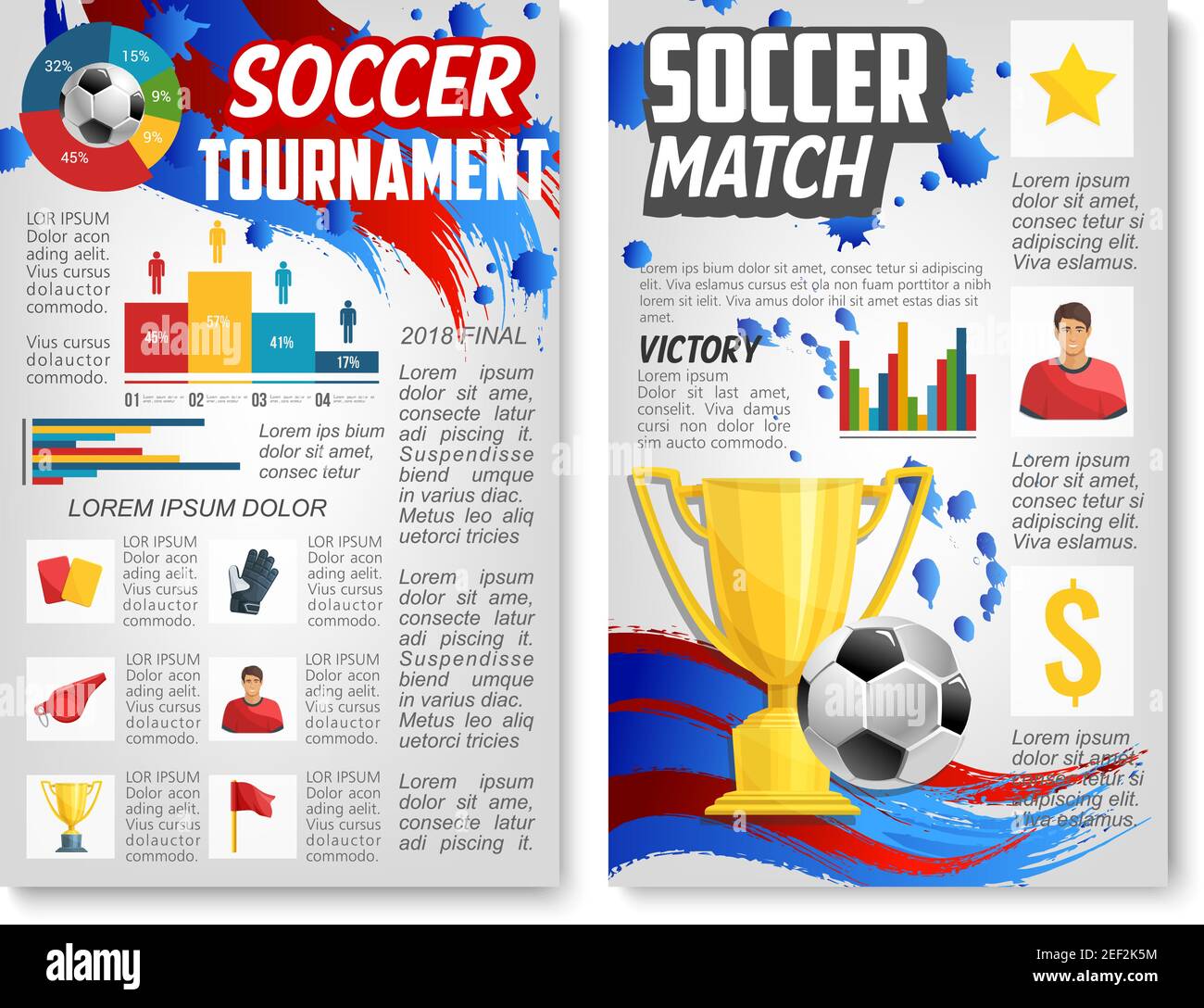 Soccer sport match or football club tournament game poster for ...