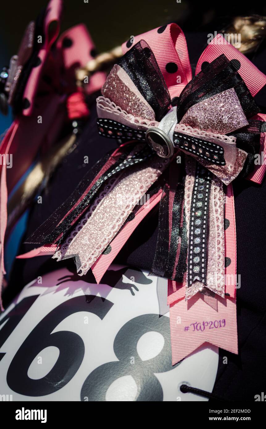 A Childs pink hair ribbons Stock Photo - Alamy