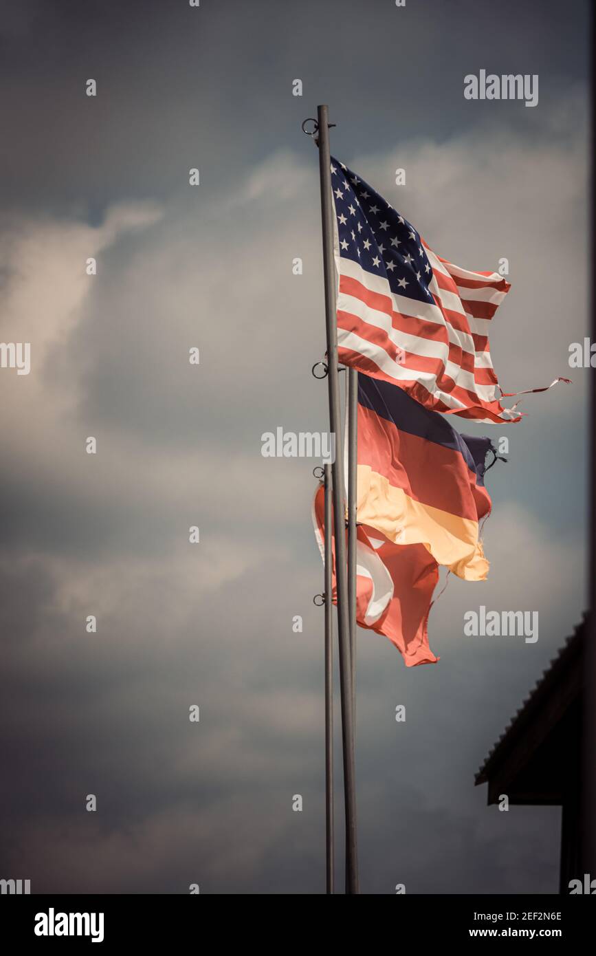 Flags flying at Angelstone Tournaments Stock Photo - Alamy