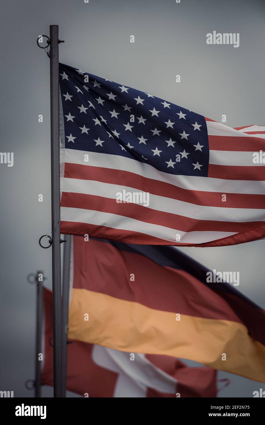 Flags flying at Angelstone Tournaments Stock Photo - Alamy