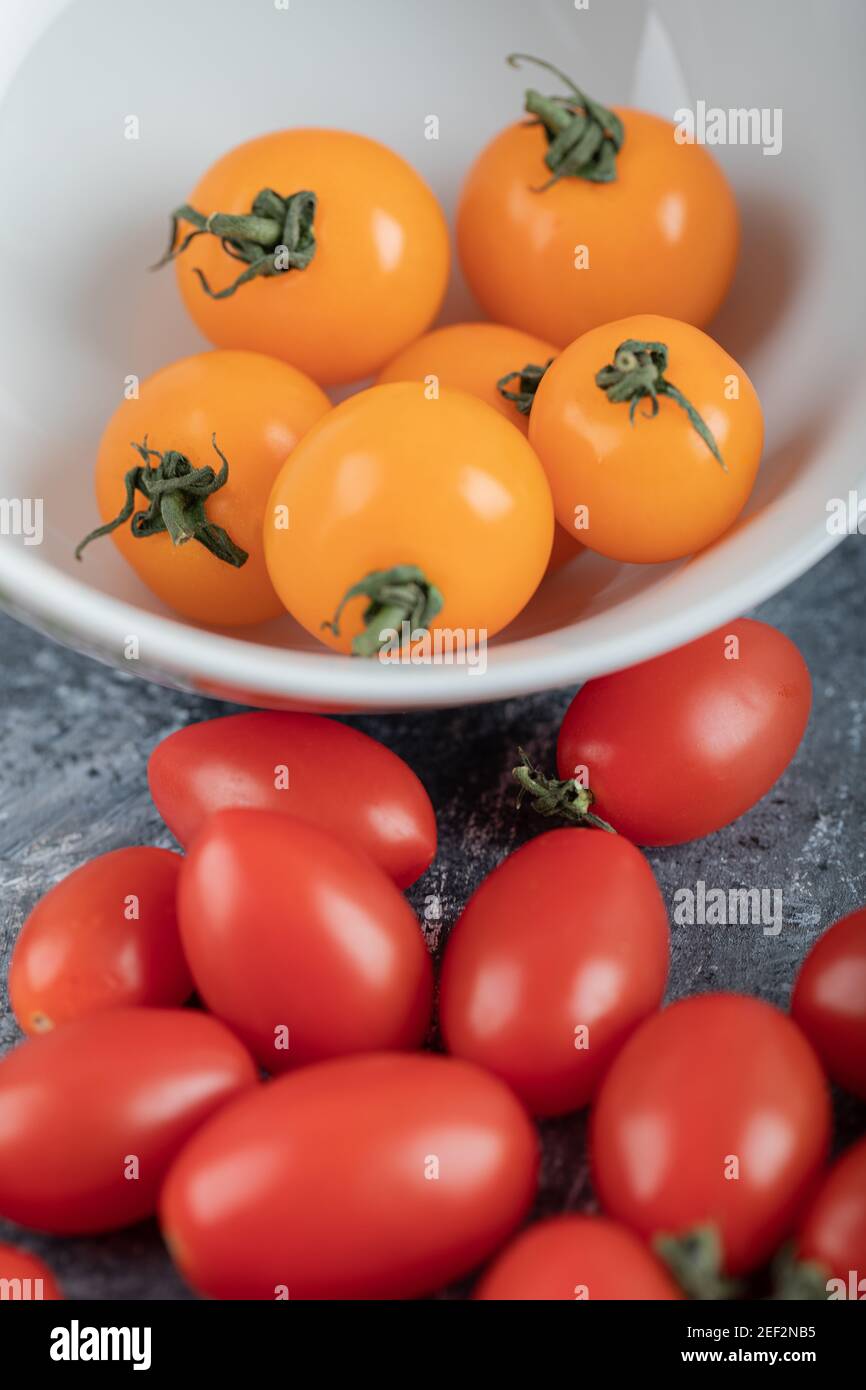 Separated color of cherry tomatoes, red and yellow Stock Photo - Alamy