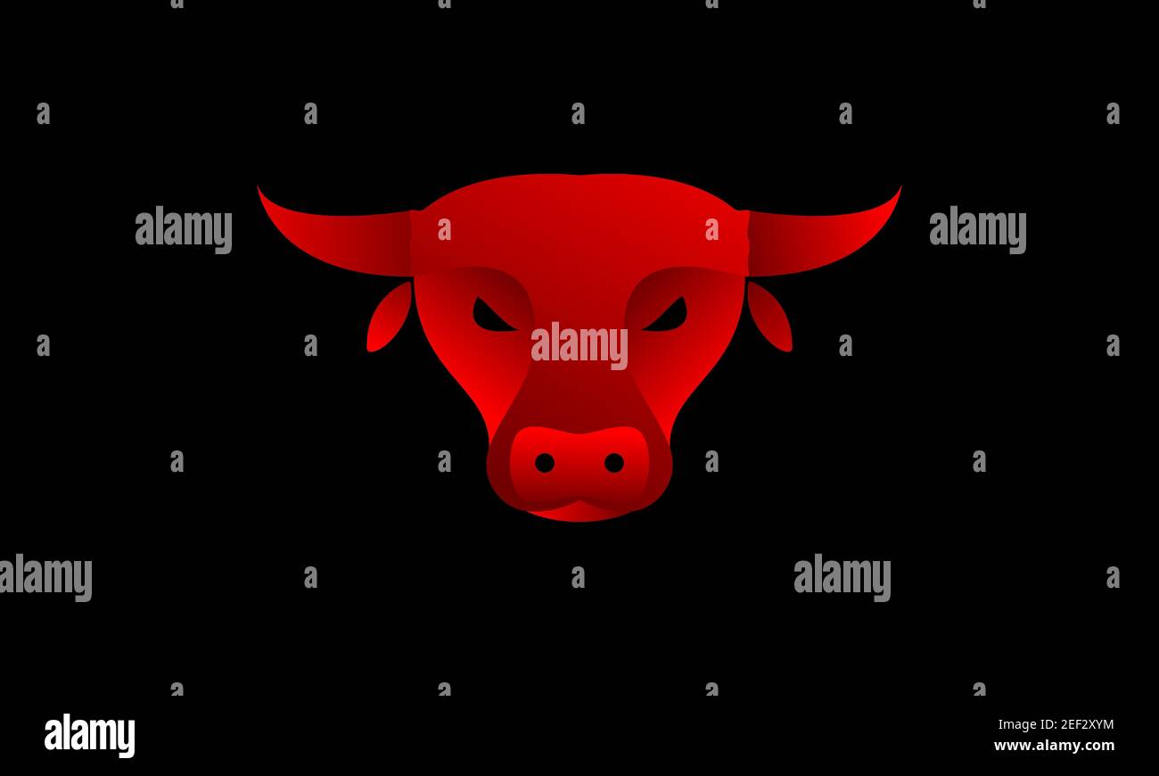 abstract gradient red buffalo head logo design vector icon symbol ...