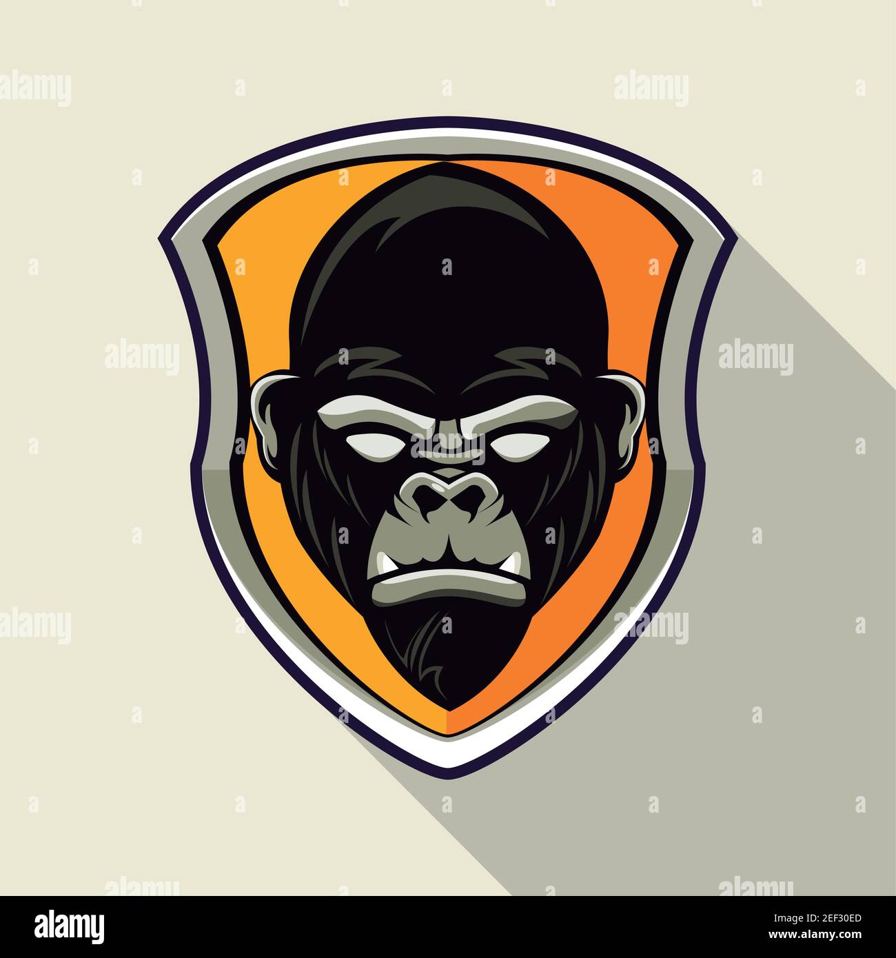 wild gorilla animal head in yellow shield vector illustration design ...