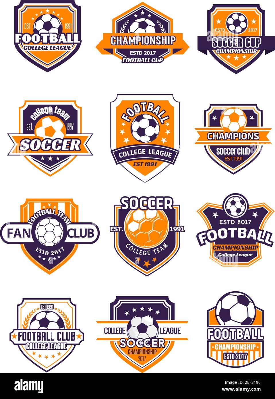 Football sport club shield badge for soccer championship of college ...