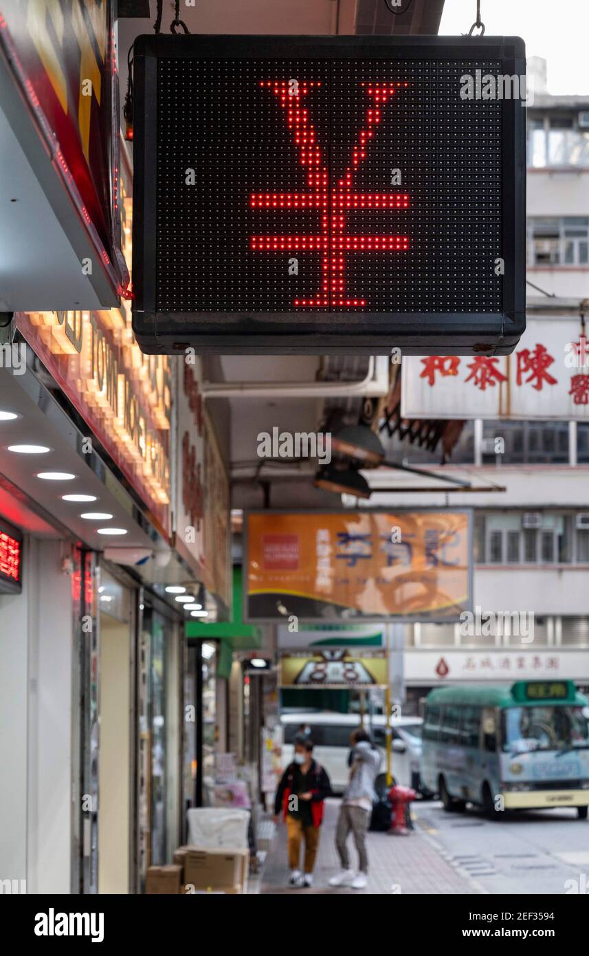 Hong Kong, China. 22nd Jan, 2021. Currency exchange and money change ...