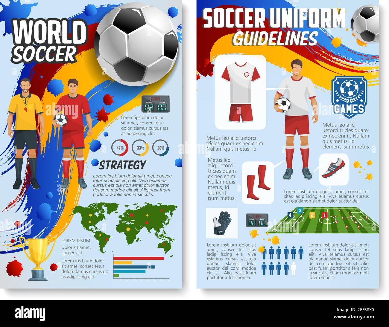 Soccer sport game infographics or football league club uniform ...