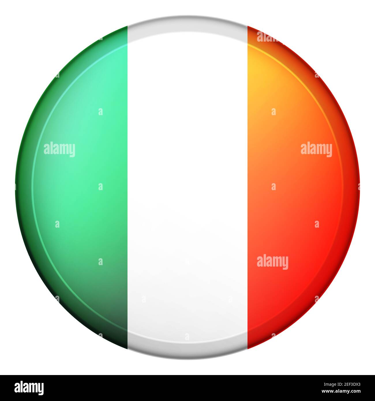 Glass light ball with flag of Ireland. Round sphere, template icon ...