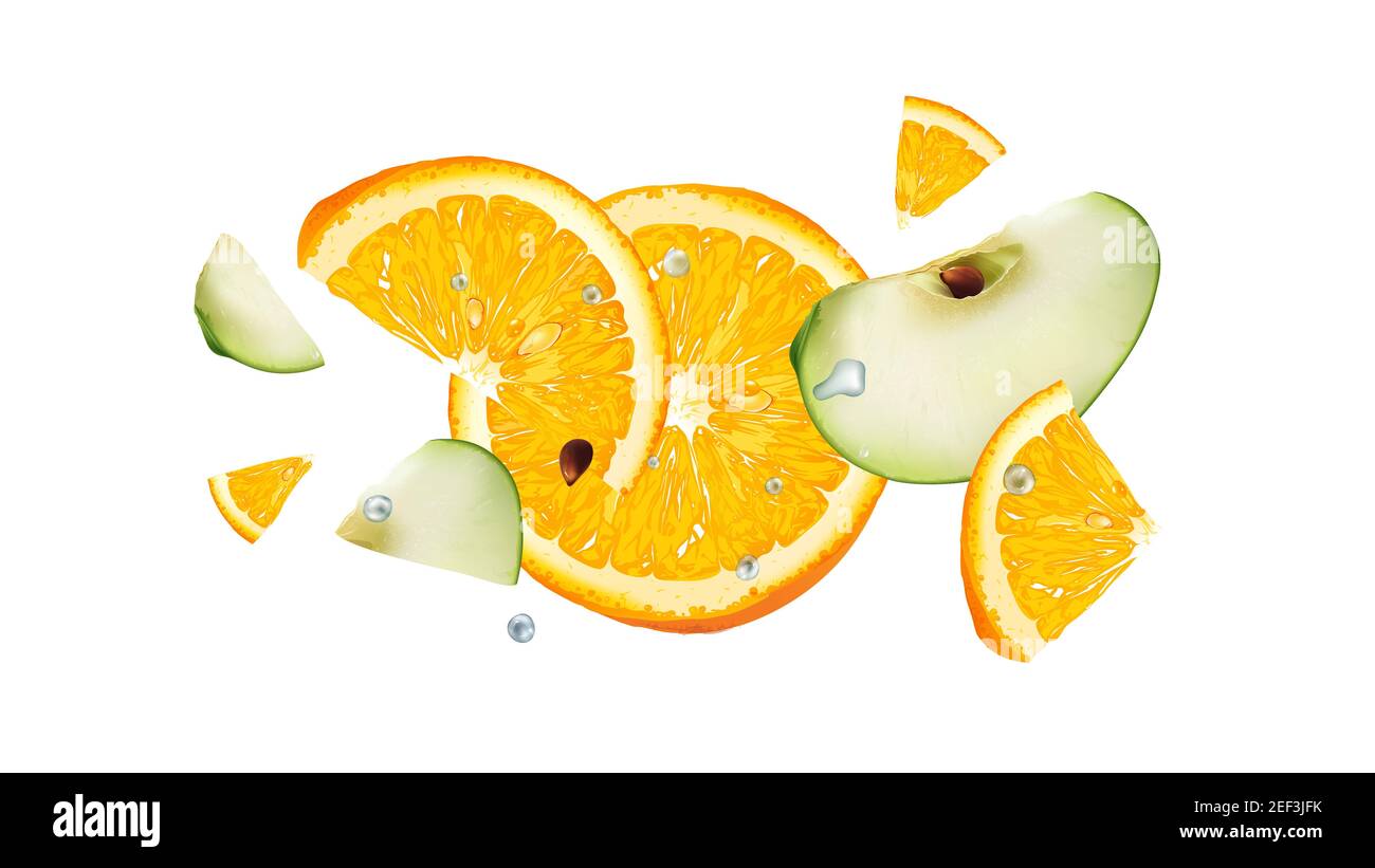 Flying slices fruit apple hi-res stock photography and images - Alamy