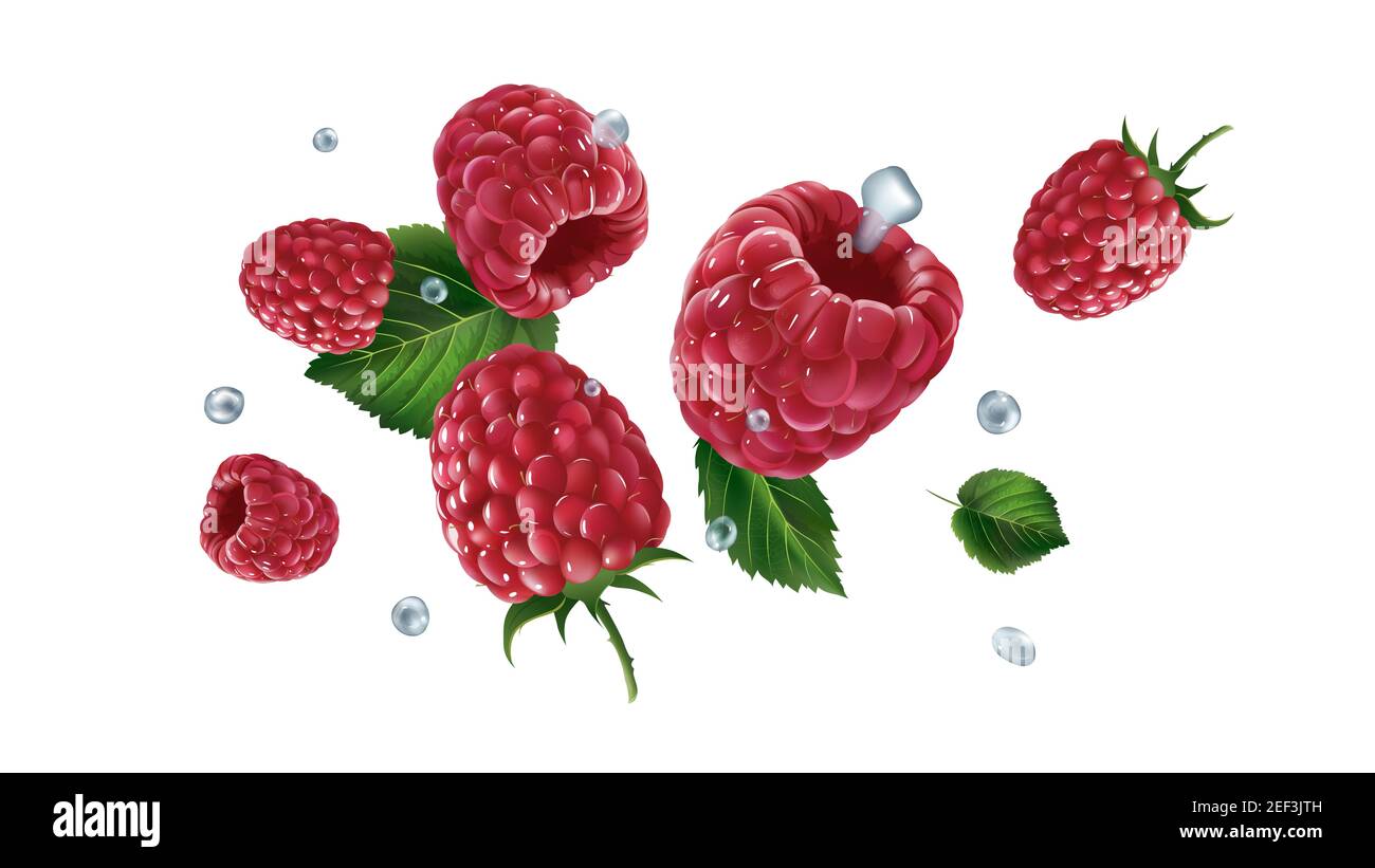 Fresh ripe raspberries flying hi-res stock photography and images - Alamy