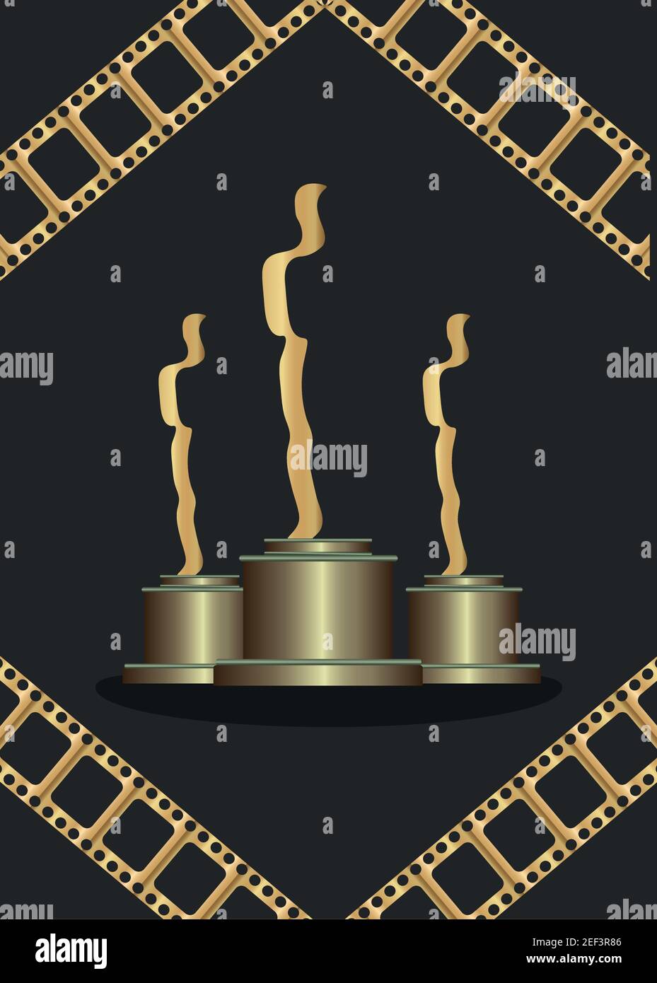 statues in tapes record frame golden film award vector illustration ...